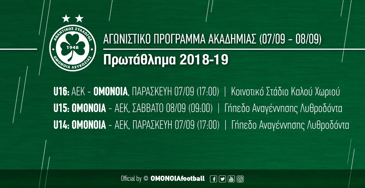 ΑΚΑΔΗΜΙΑ | Τρεις αγώνες για τις επίλεκτες ομάδες της ΟΜΟΝΟΙΑΣ την ...